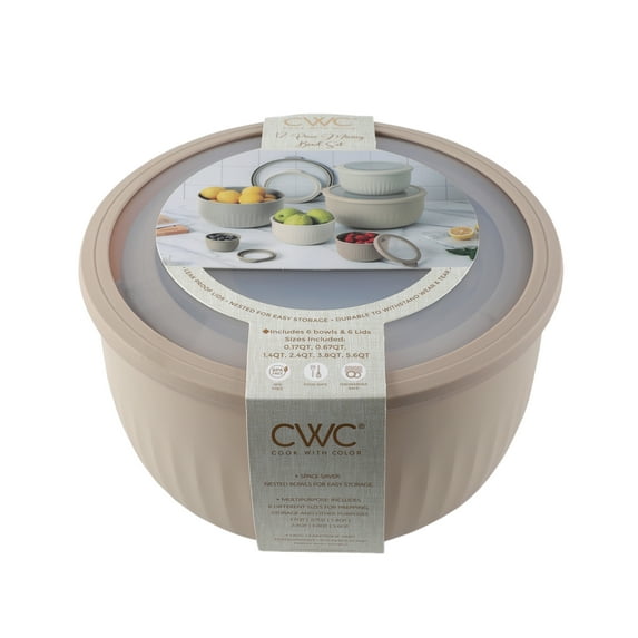 COOK WITH COLOR 12 Piece White Mixing Bowls - Strong, Rust-Resistant ...