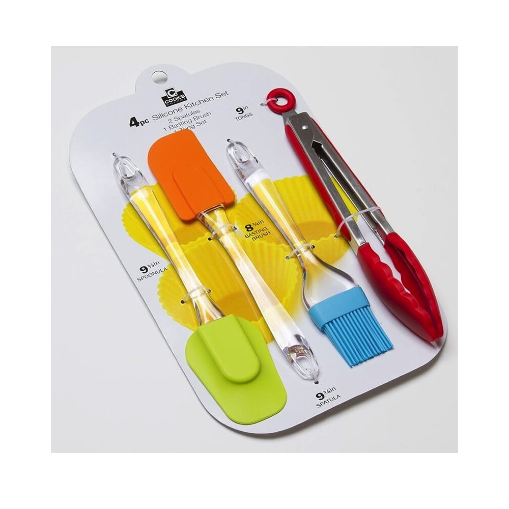 Cooks Corner Silicone Kitchen Utensils Set Spatulas Tongs and Basting ...