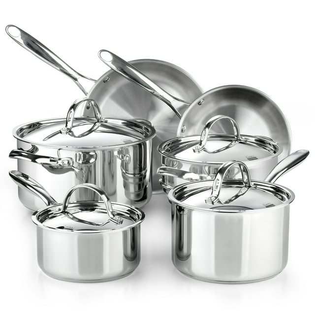 Cooks Standard Classic Stainless Steel Cookware Set 10-Pieces, 18/10 ...