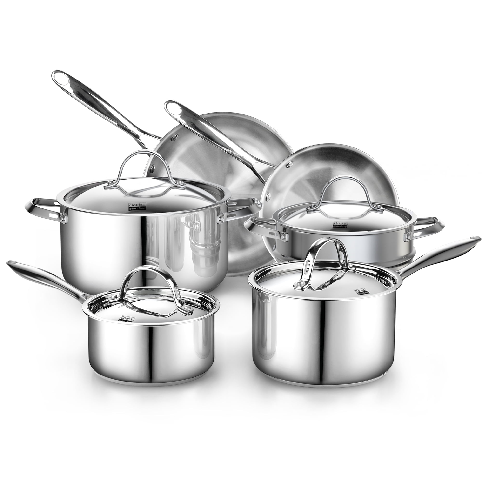 Cooks Standard 10-Piece Stainless Steel Cookware Set, Silver ...