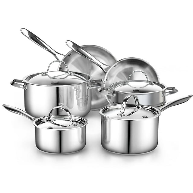 Cooks Standard 10-Piece Stainless Steel Cookware Set, Silver ...