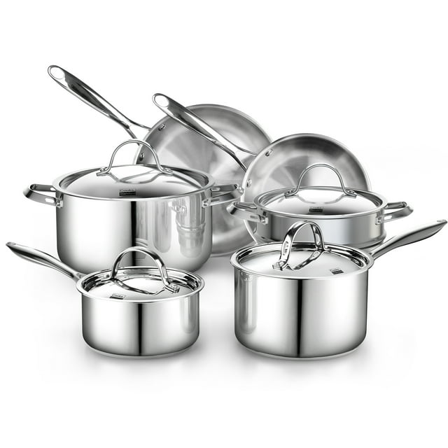 Cooks Standard 10-Piece Stainless Steel Cookware Set, Silver ...
