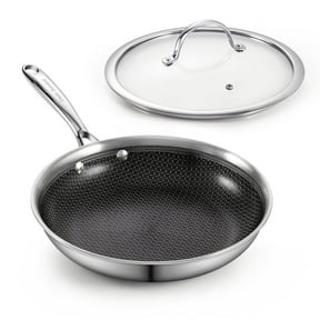 HexClad 8-inch Hybrid Stainless Steel Nonstick Frying Pan with Tempered ...