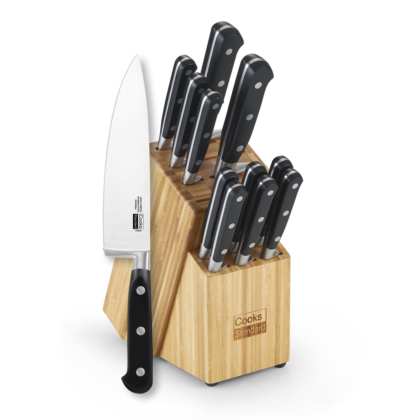 Cooks Standard Kitchen Knife Set with Block 12-Piece, Stainless Steel ...