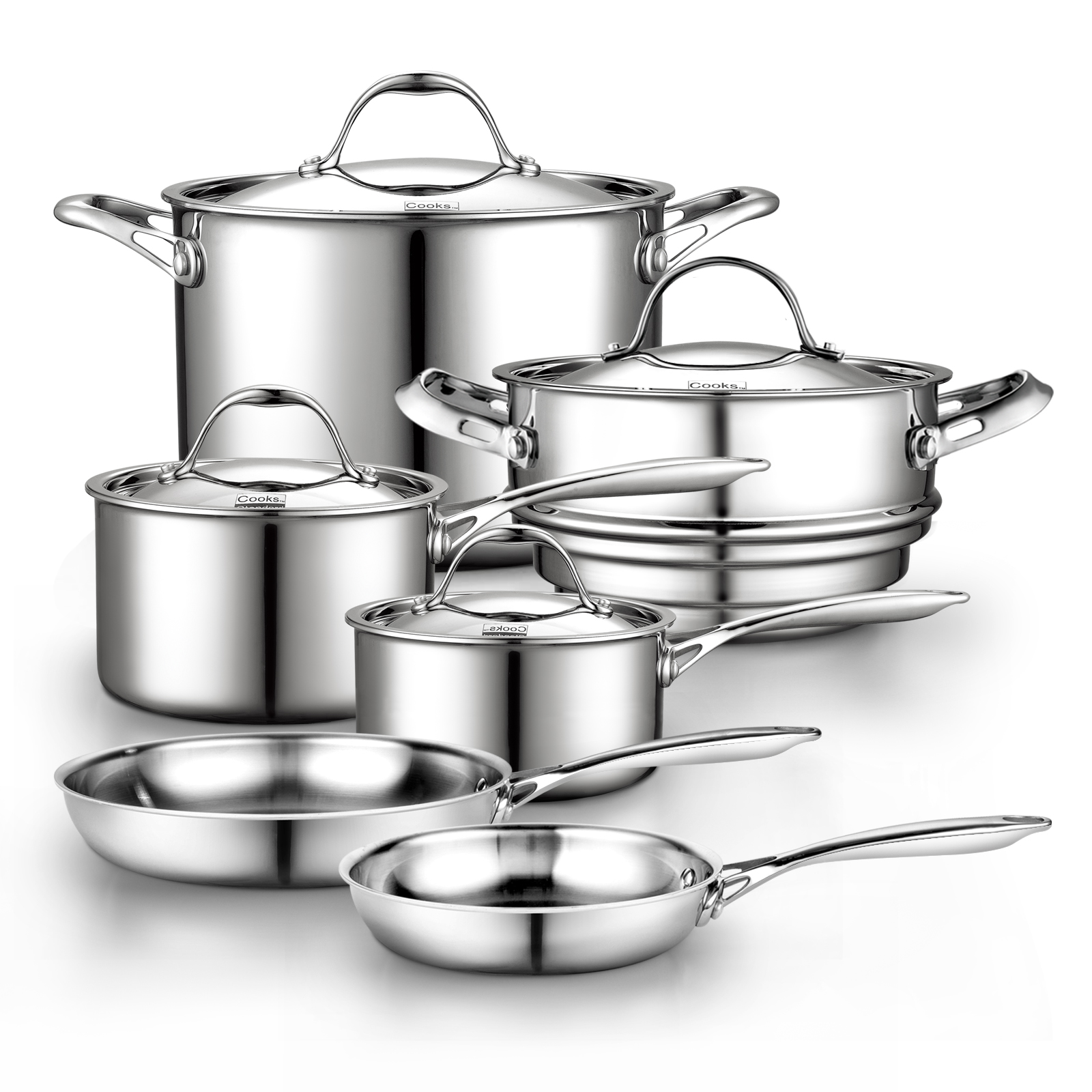 Tramontina 10-Piece Tri-Ply Clad Stainless Steel Cookware Set, with Glass Lids - Walmart.com