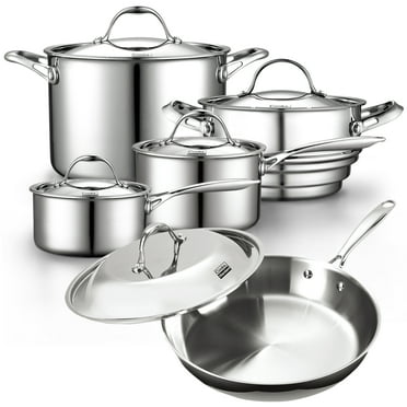 Camco Stainless Steel Nesting Cookware Set- Non Stick Pans and Pots ...