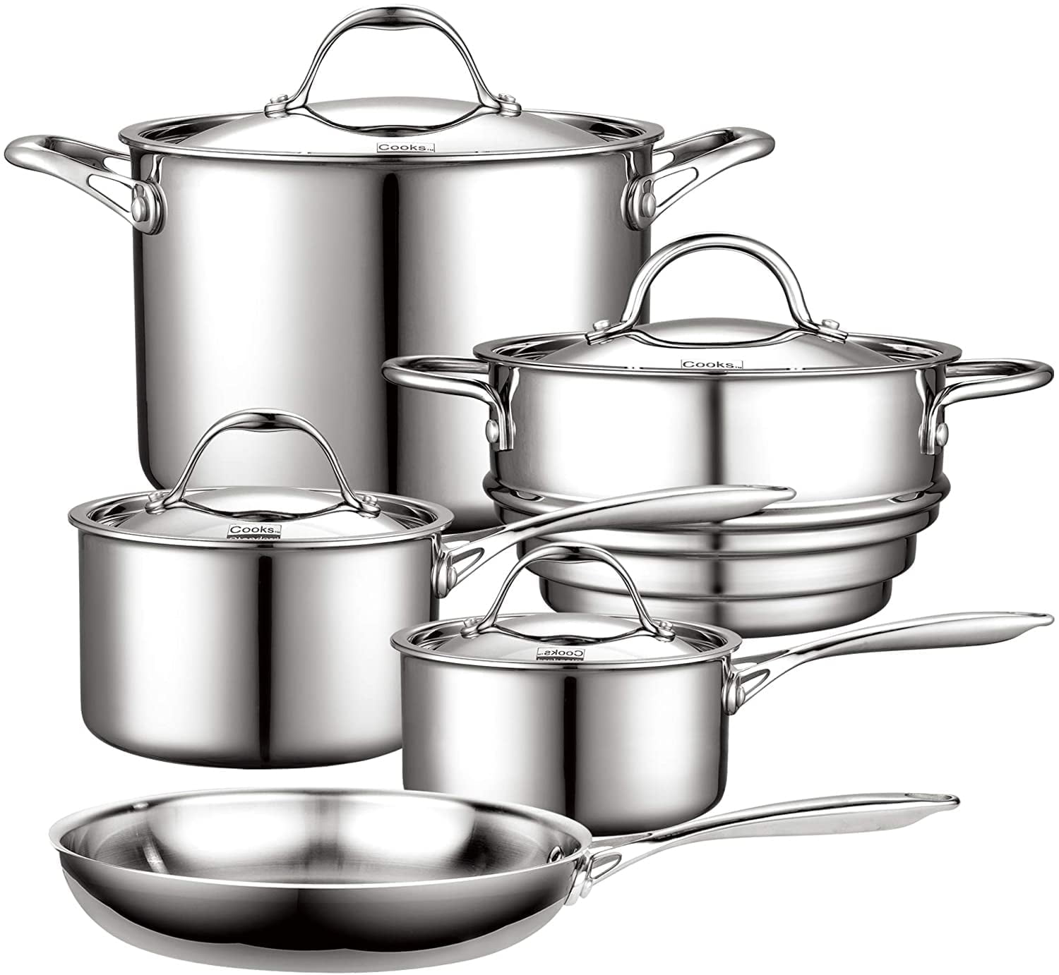 Cooks Standard 9-Pc Stainless Steel Cookware with Stay-Cool Handles ...