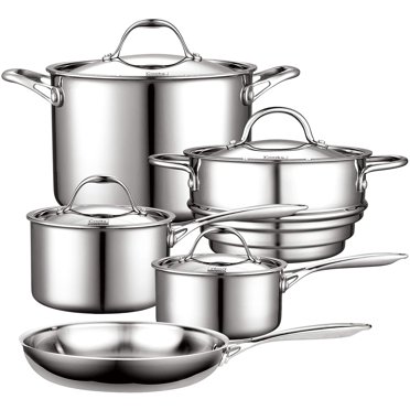 Camco Stainless Steel Nesting Cookware Set- Non Stick Pans and Pots ...