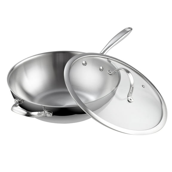 Upgraded Coating-Free 12.6" Stainless Steel Wok with Lid – Enhanced ...