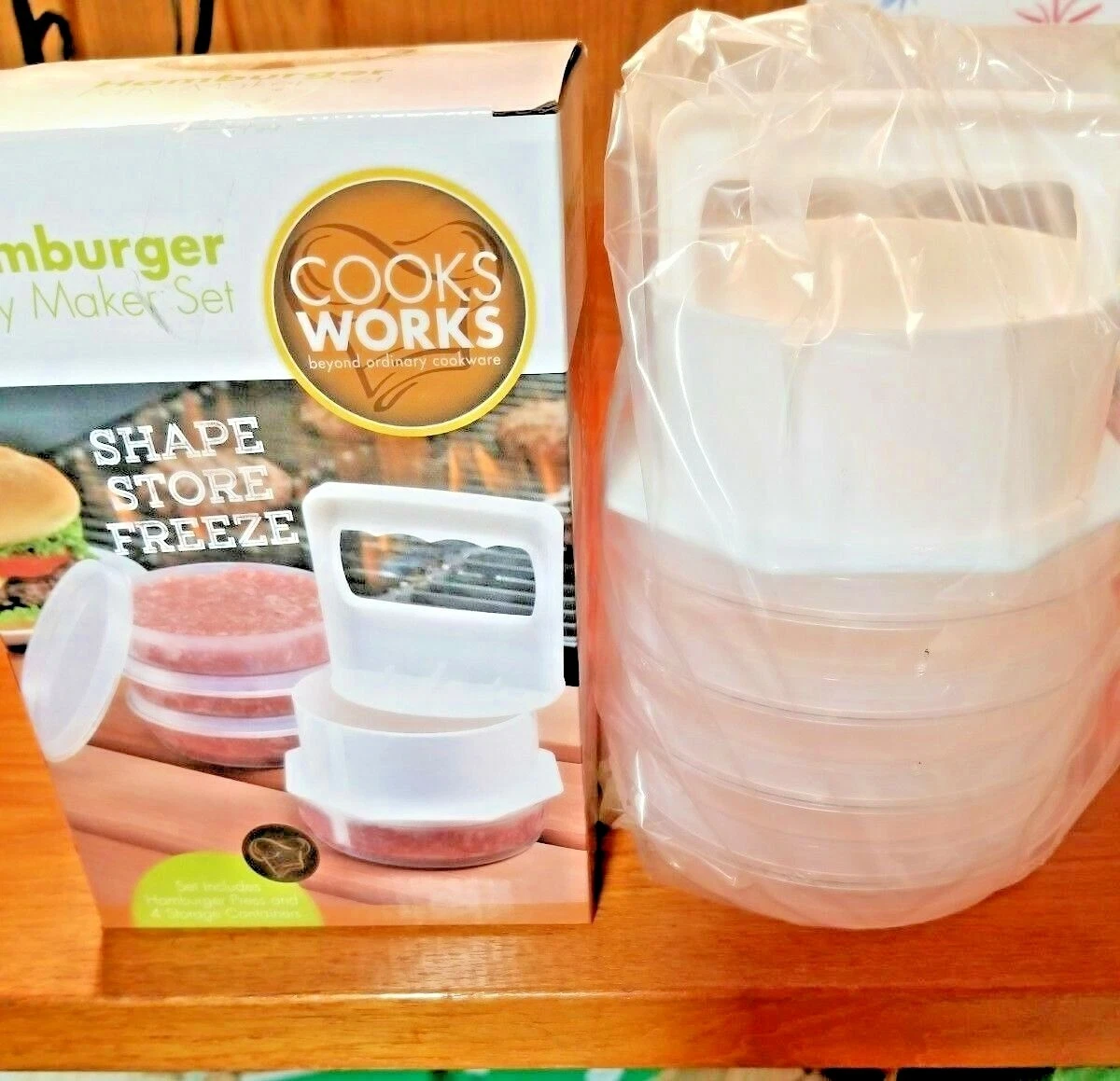 Cooks Works 4 Hamburger Patty Maker Bpa Free Dishwasher Safe Easy Shape ...
