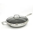 Cooksy 12 Inch Non-Stick Easy Clean Stainless Steel Skillet with Lid ...