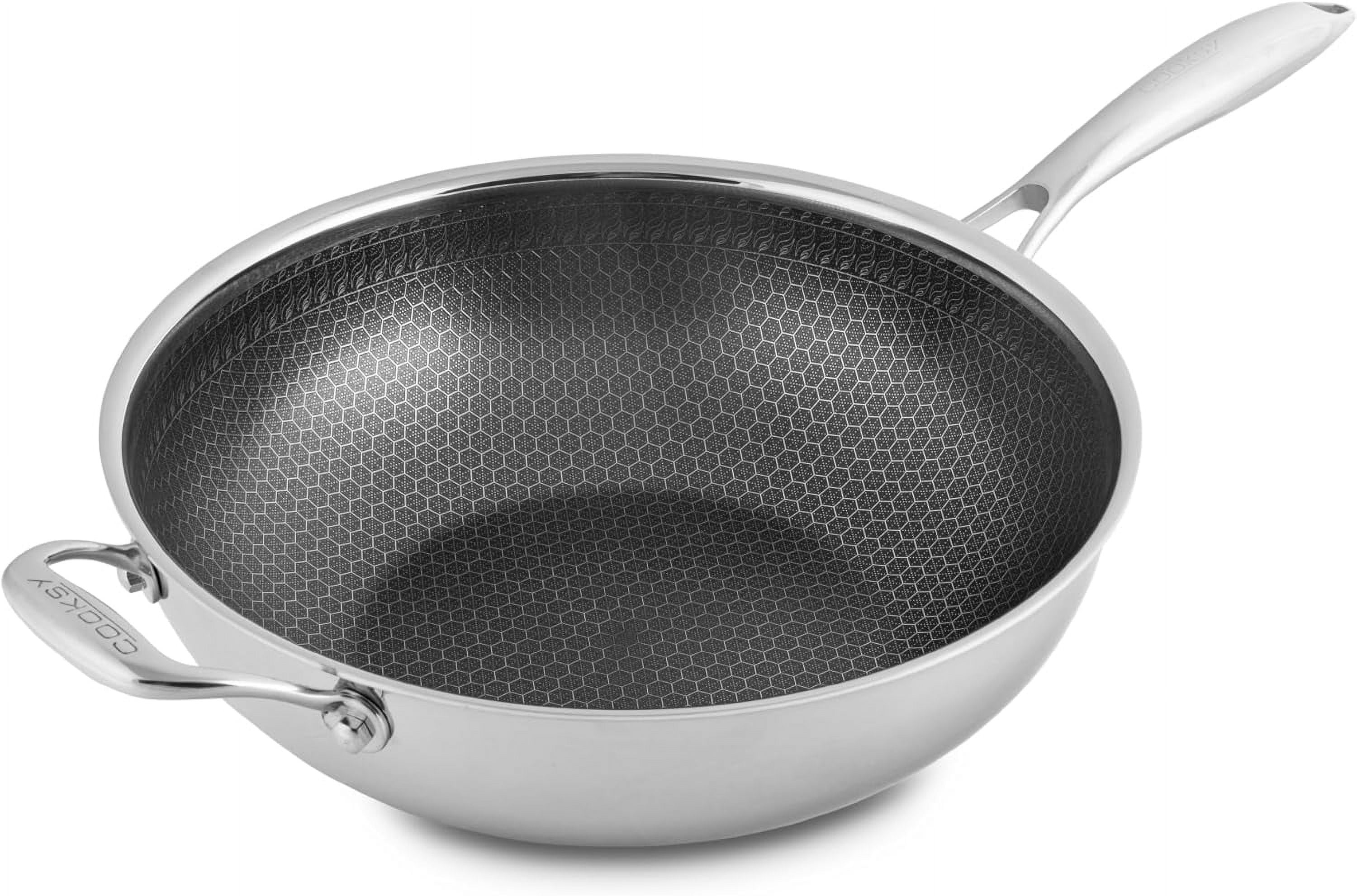 Cooksy 12 Inch Honeycomb Surface Hybrid Stainless Steel Wok - Walmart.com