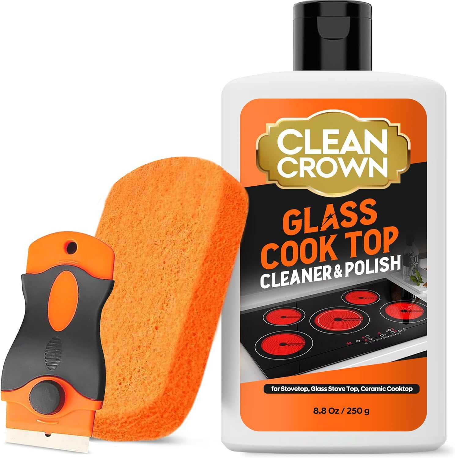 Cooktop Cleaner Kit (8.8 Oz), Glass Stovetop Cleaner for Electric Glass ...
