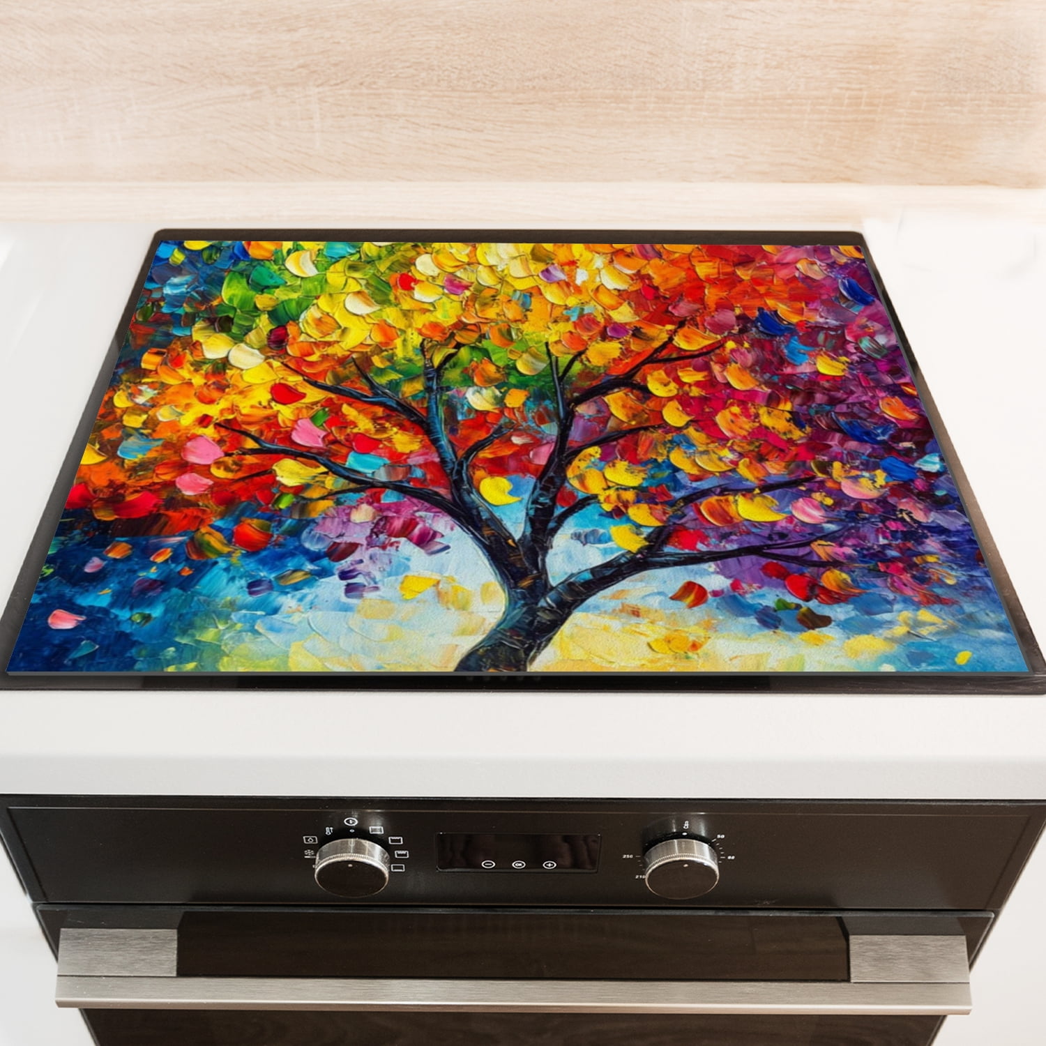 Cooktop Covers for Electric Glass Top, Multicolored Tree of Life Range ...