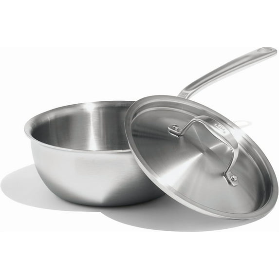 Cookware - 2 Quart Stainless Steel Saucier Pan - 5 Ply Stainless Clad ...
