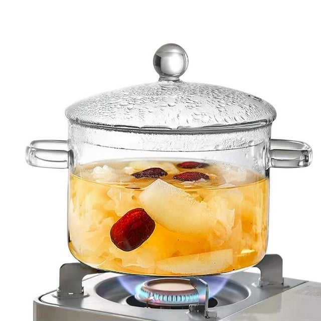 Cookware Glass Stovetop Pot with Lid, Pasta 64oz High Borosilicate ...