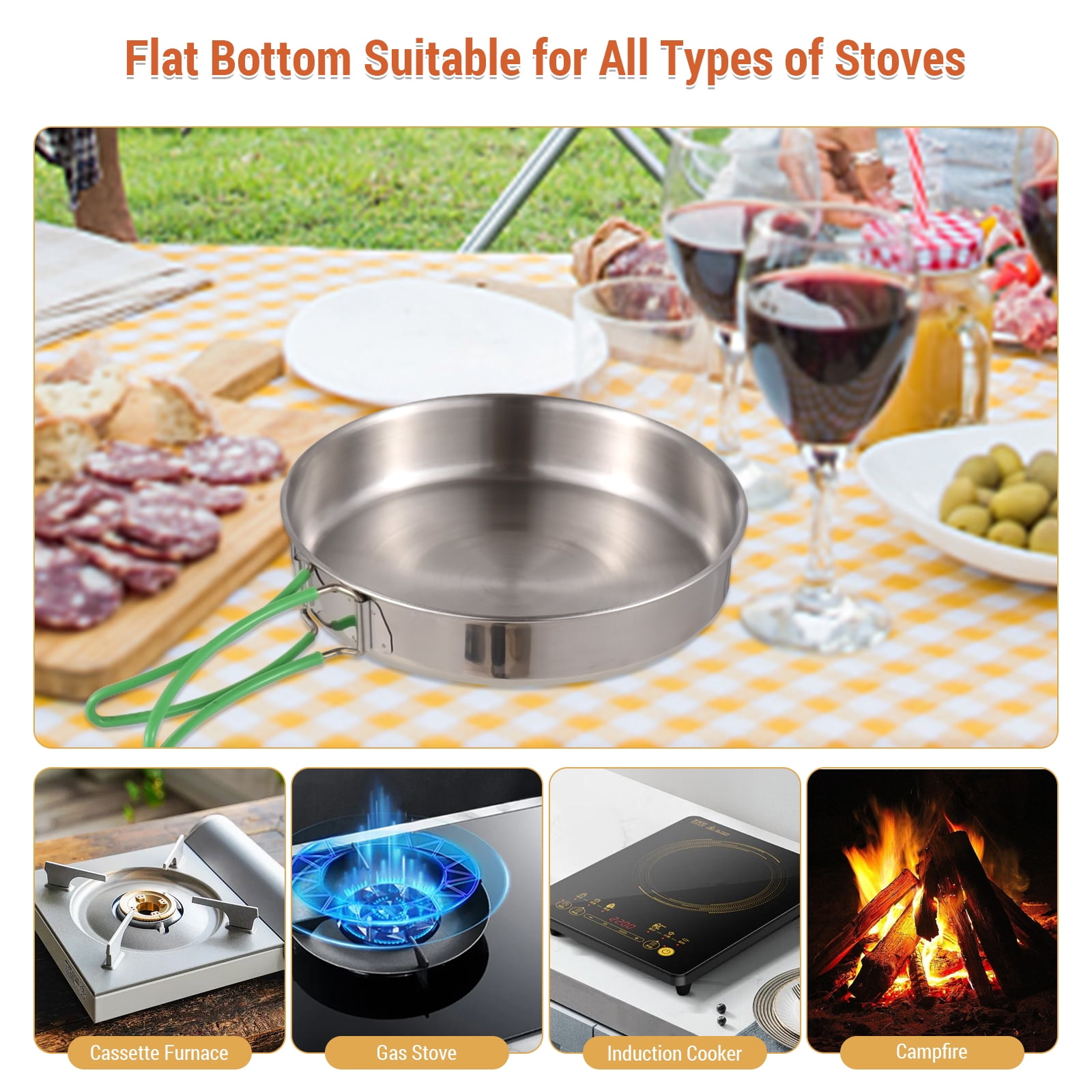 Cookware,Portable All-in-one Camp Stove Types And Pot Pan Suitable All ...
