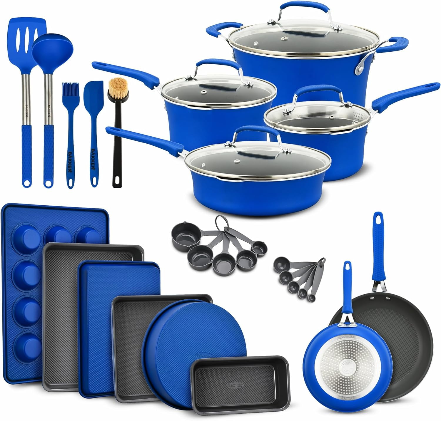 Cookware Set – 23 Piece –Blue Multi-Sized Cooking Pots with Lids ...