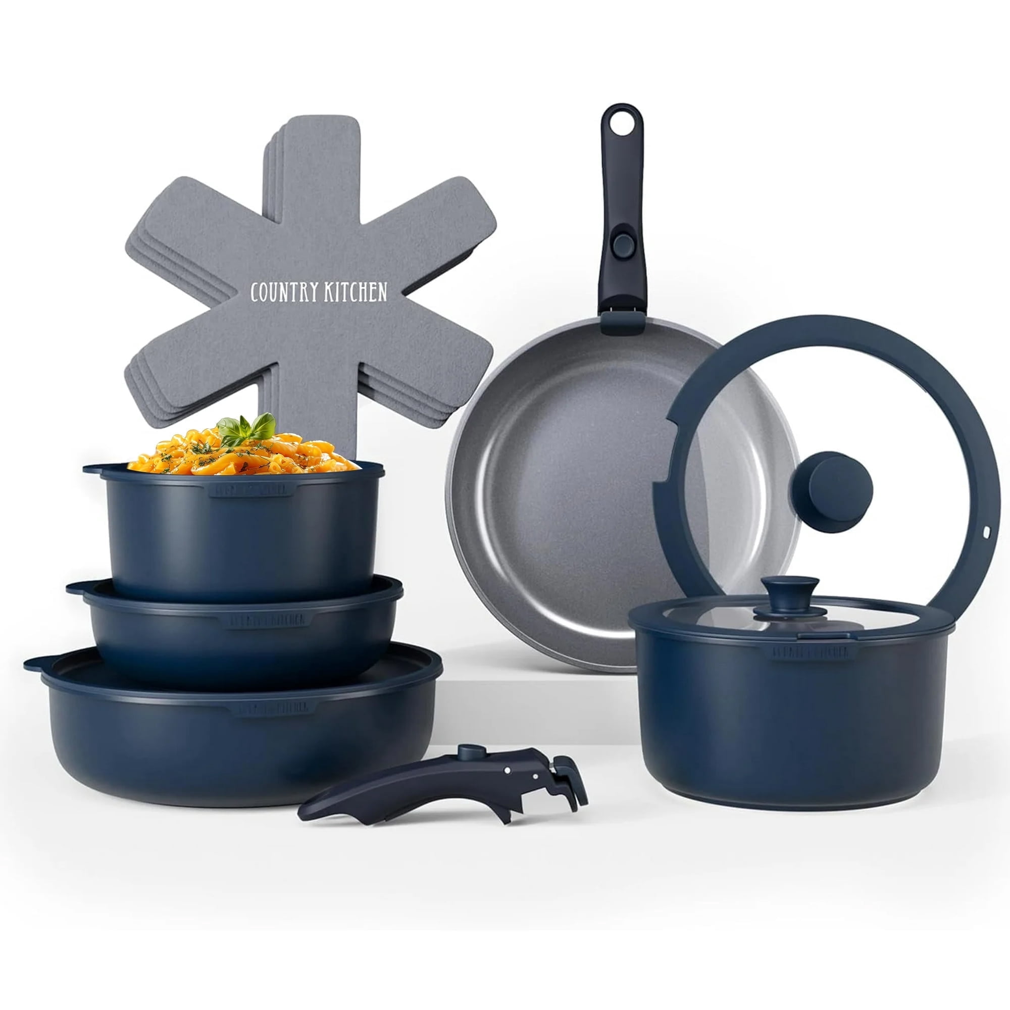 COOK WITH COLOR Country Kitchen Pots and Pans Cookware Set, 16-Piece ...