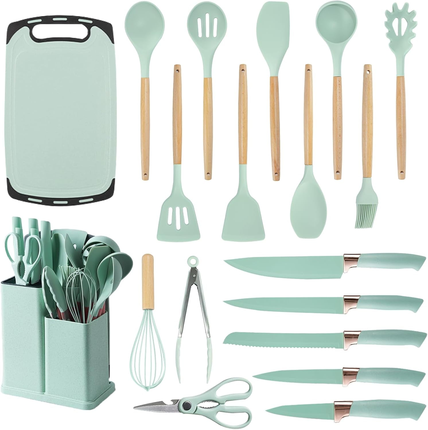 Cookware set, 19 piece kitchen utensil set, 11 piece spatula cookware ...