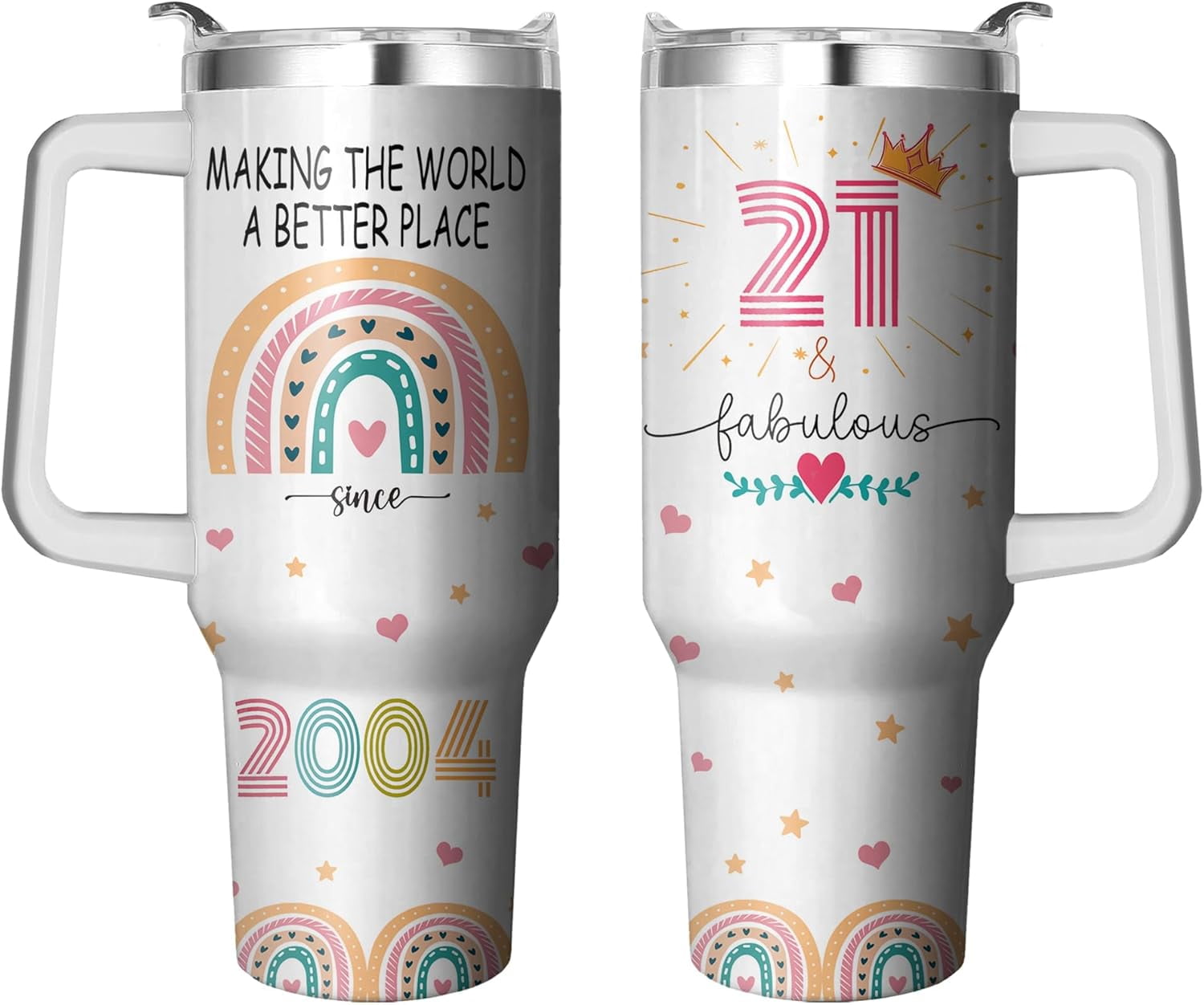 Cool 21st Birthday Gifts for Her 40oz Tumbler with Handle & Straw ...