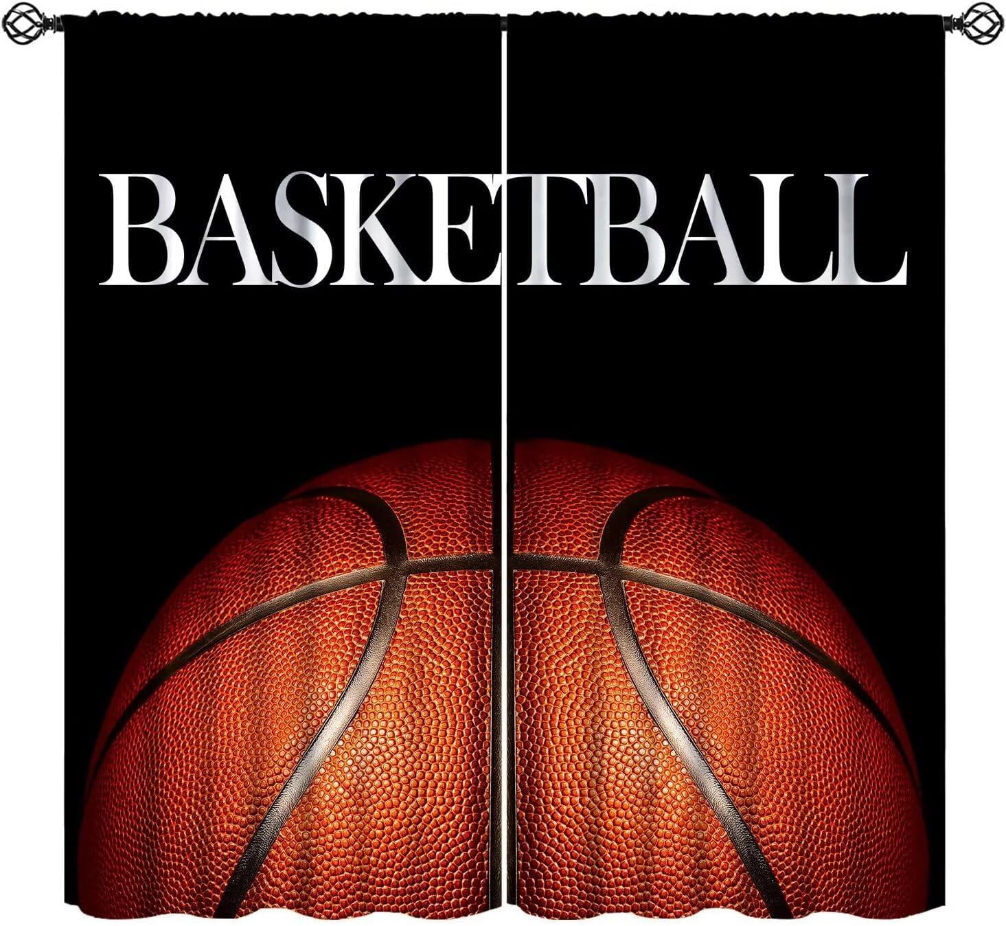 Cool 3D Basketball Sport Theme Curtains for Boys Room, 2 Panel ...