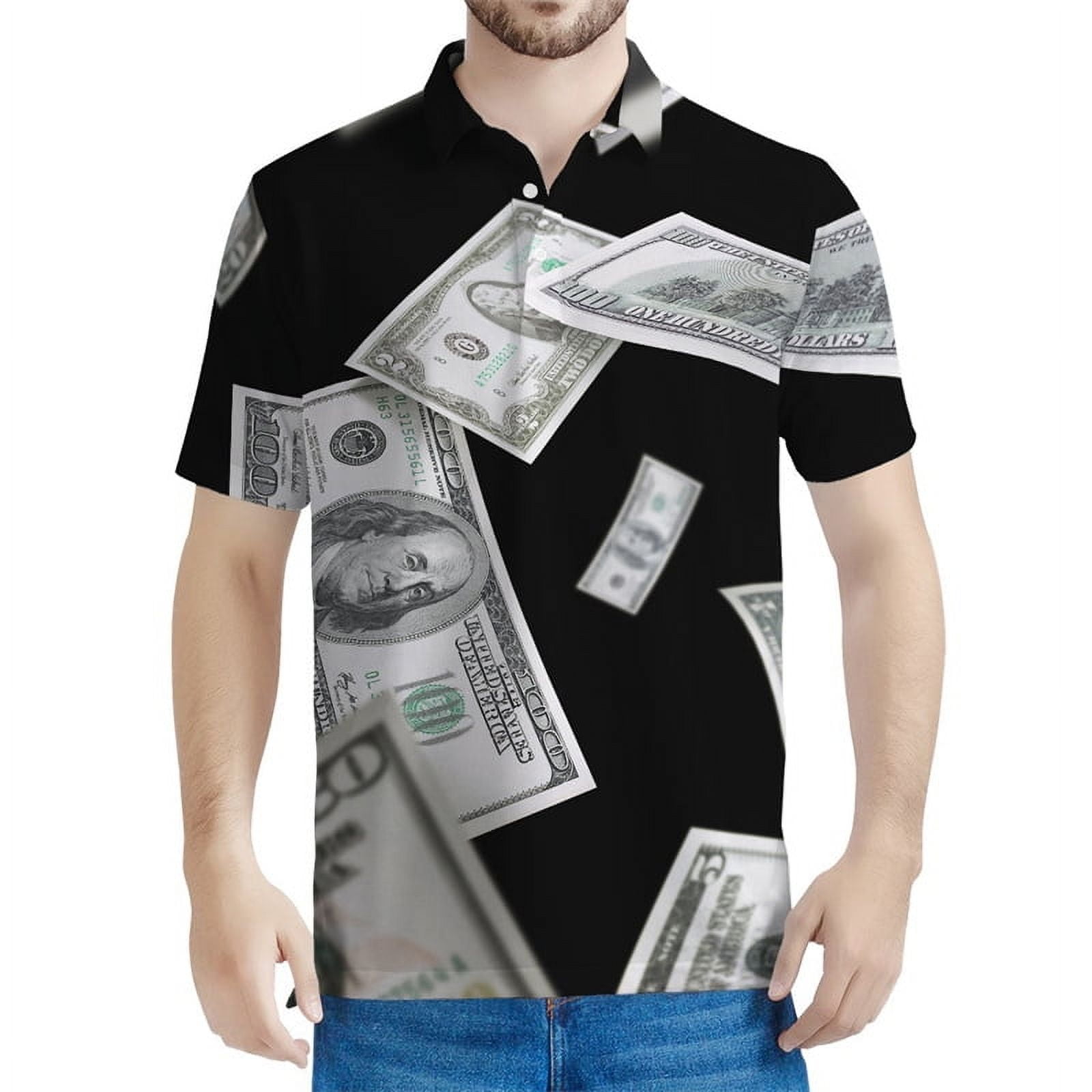 Cool 3D Printed US Dollar Polo Shirt For Men Kids Summer Short Sleeves Lapel Tees Casual ...