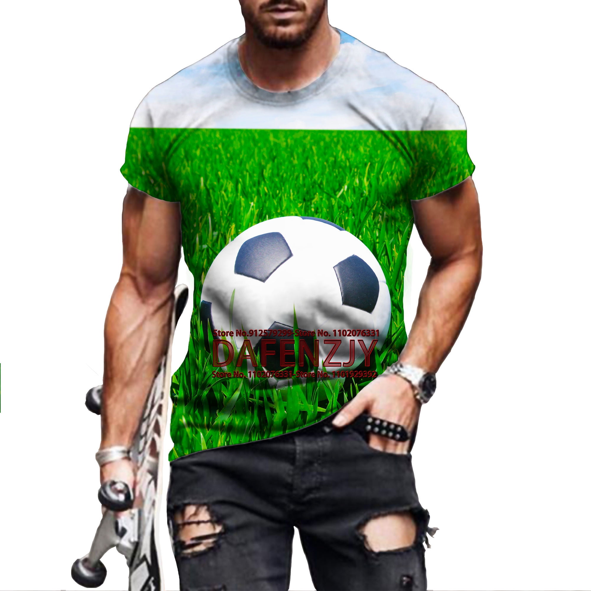 Cool 3D Soccer T Shirt For Men Fashion Hip Hop O-neck Short Sleeve Tops ...
