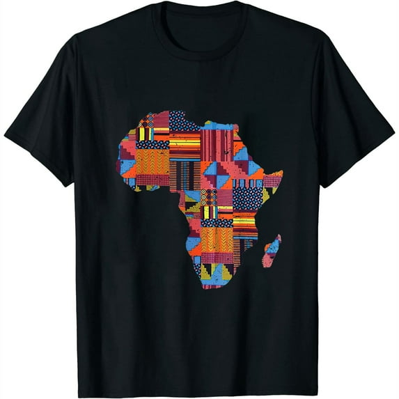 Cool African Map For Men Women Traditional Kente Cloth Print T-Shirt ...