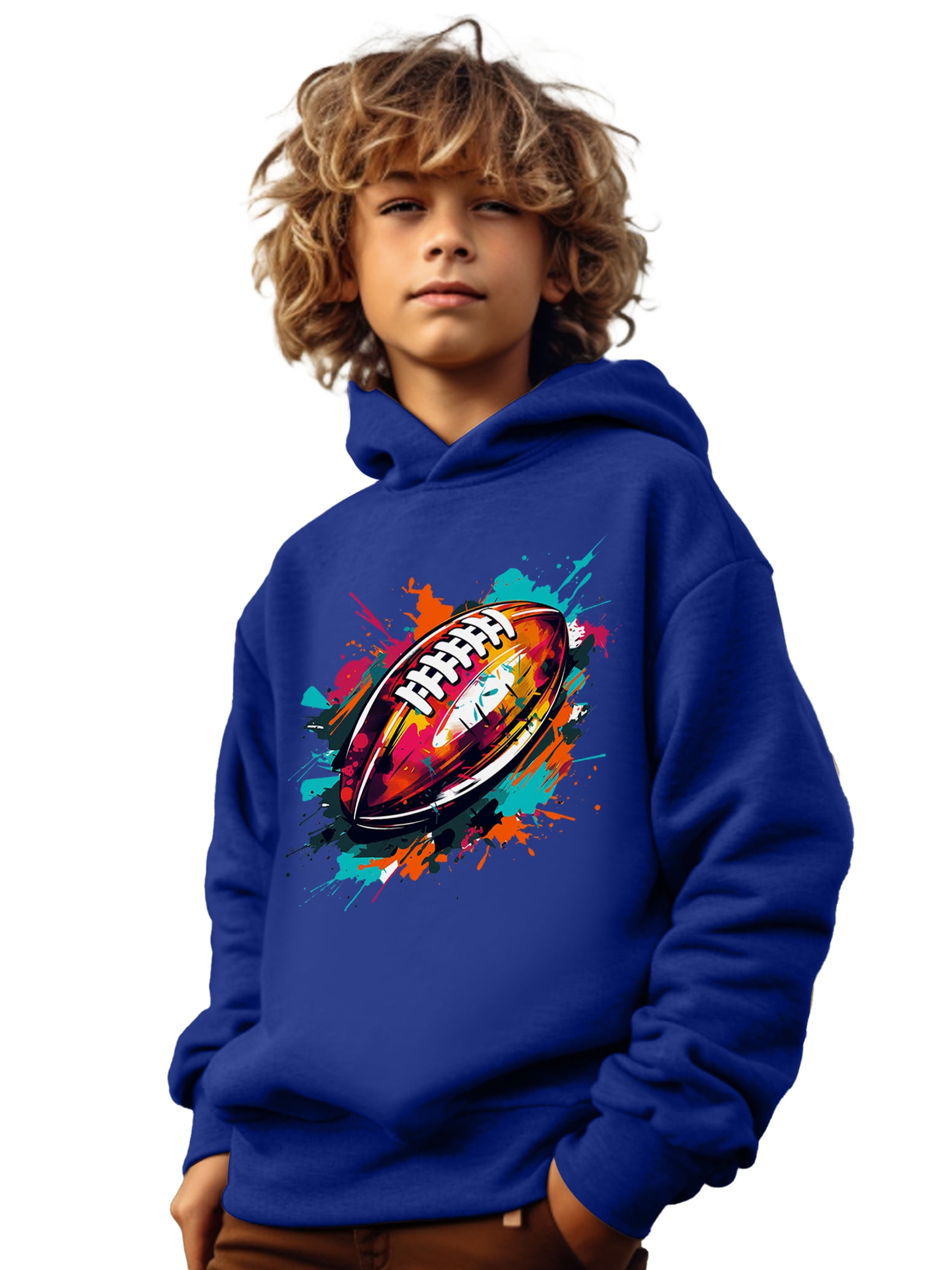 Cool American Football Print Boys Long Sleeve Hoodie, Stay Stylish And ...