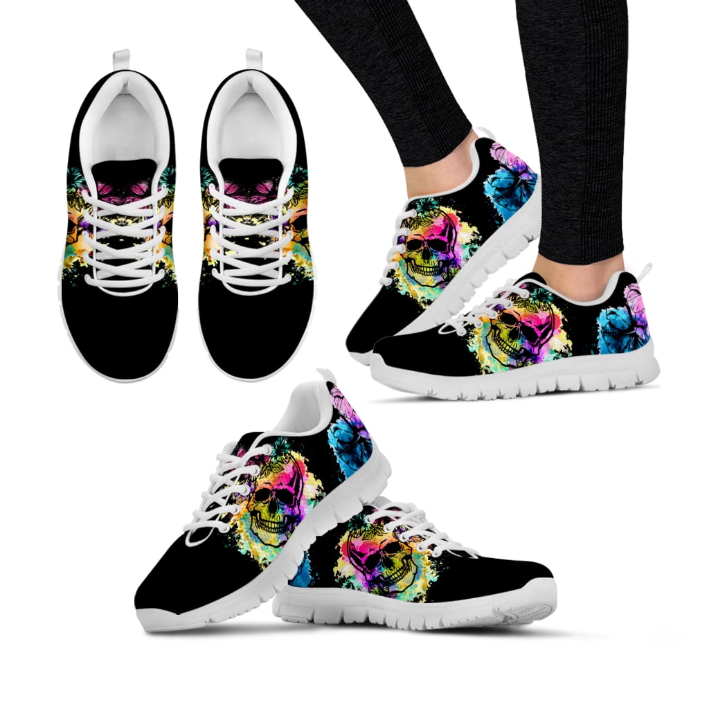 Cool Art Graffiti Design Skull Print Lightweight Lace-up Platform ...