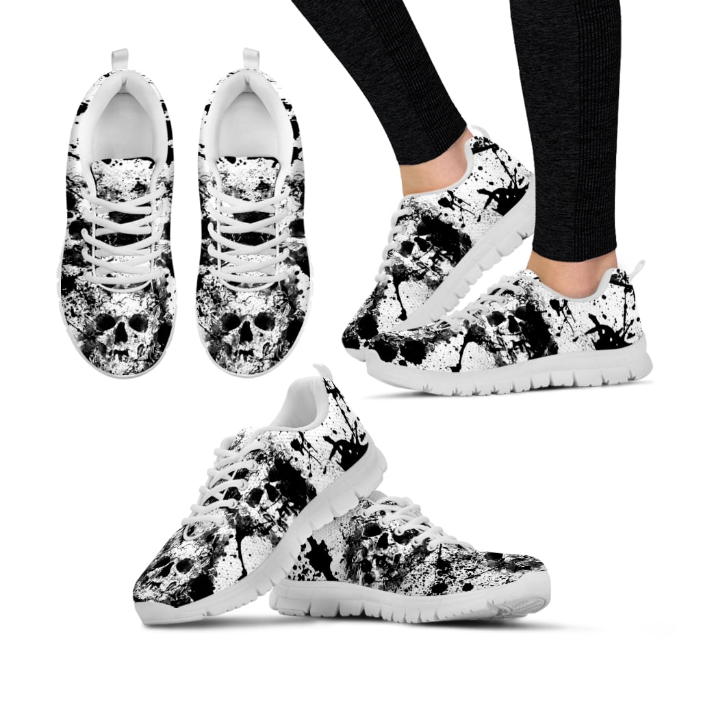 Cool Art Graffiti Design Skull Print Lightweight Lace-up Platform ...