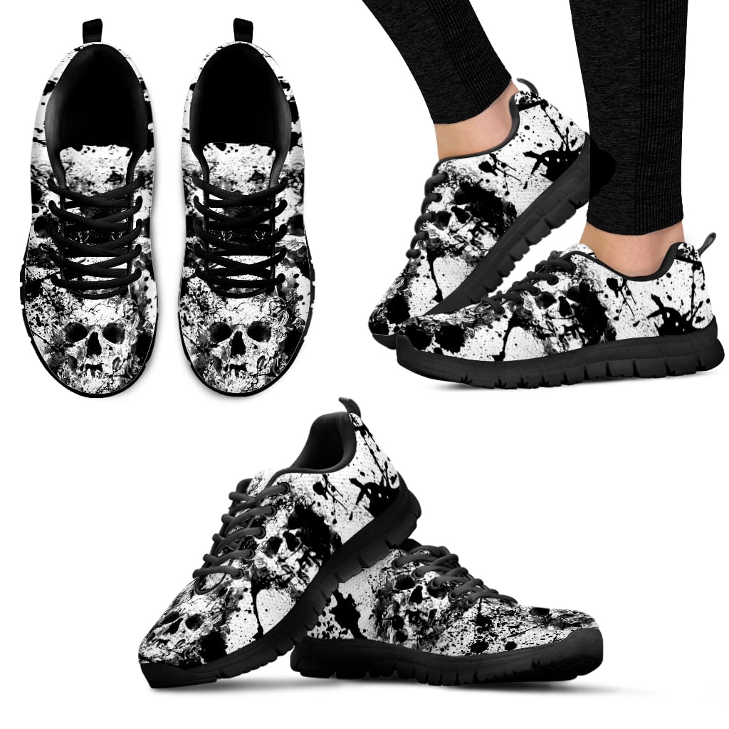 Cool Art Graffiti Design Skull Print Lightweight Lace-up Platform ...