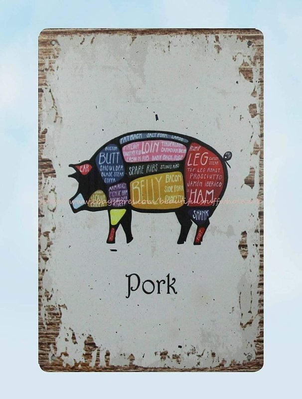 Cool Art S Pork Cuts Butchers Shop Metal Tin Sign Kitchen Celebration ...