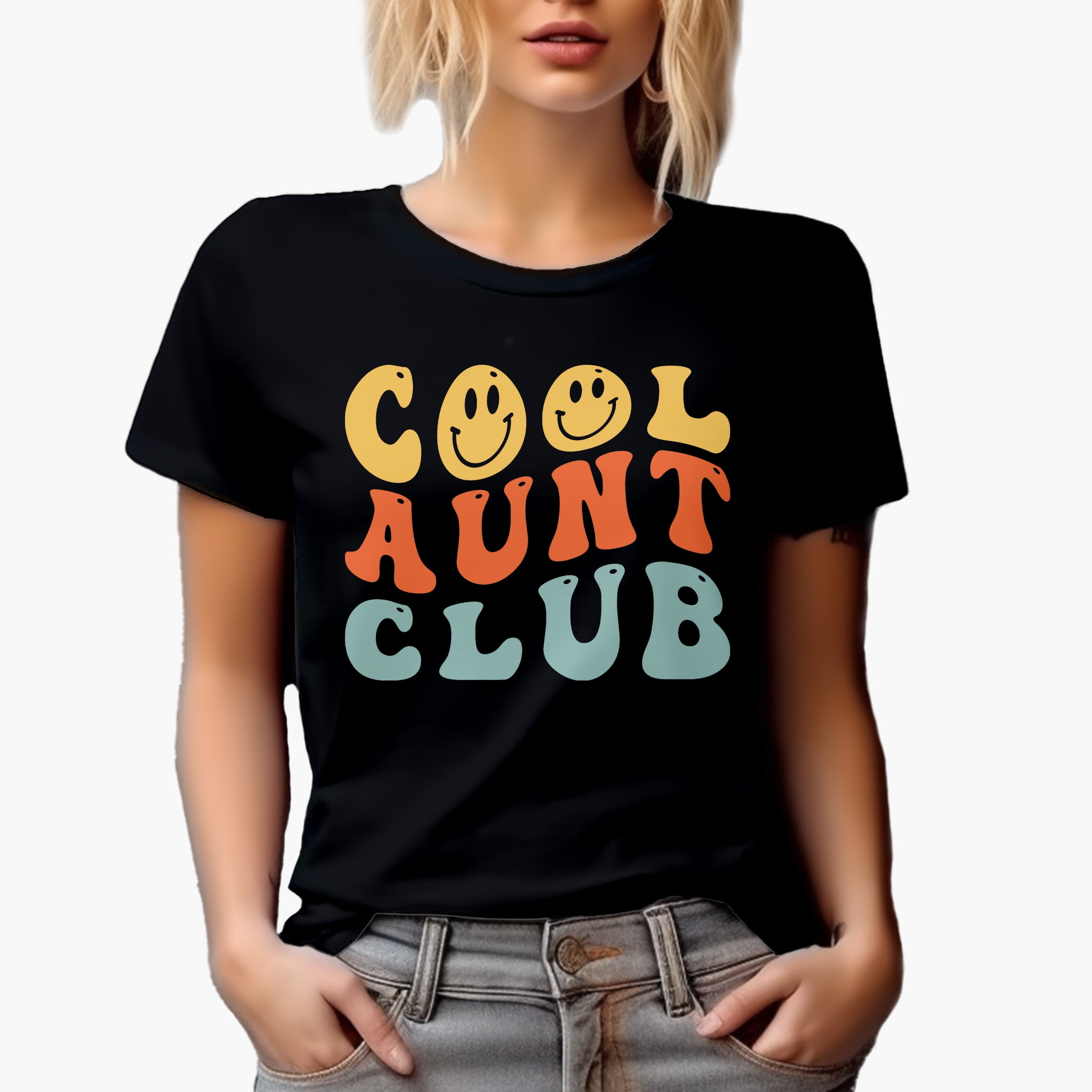 Cool Aunt Club, Auntie or Aunty Themed, Groovy Retro Wavy Text Merch ...