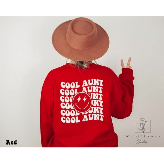 Cool Aunt Sweatshirt, Aunt, Auntie Sweatshirt, words on back Sweatshirt ...
