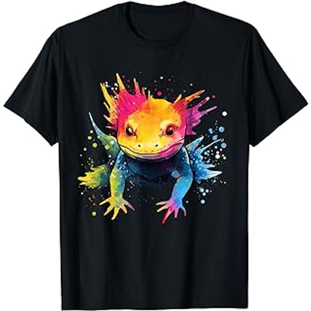 Cool Axolotl on colorful painted Axolotl T-Shirt - Walmart.com