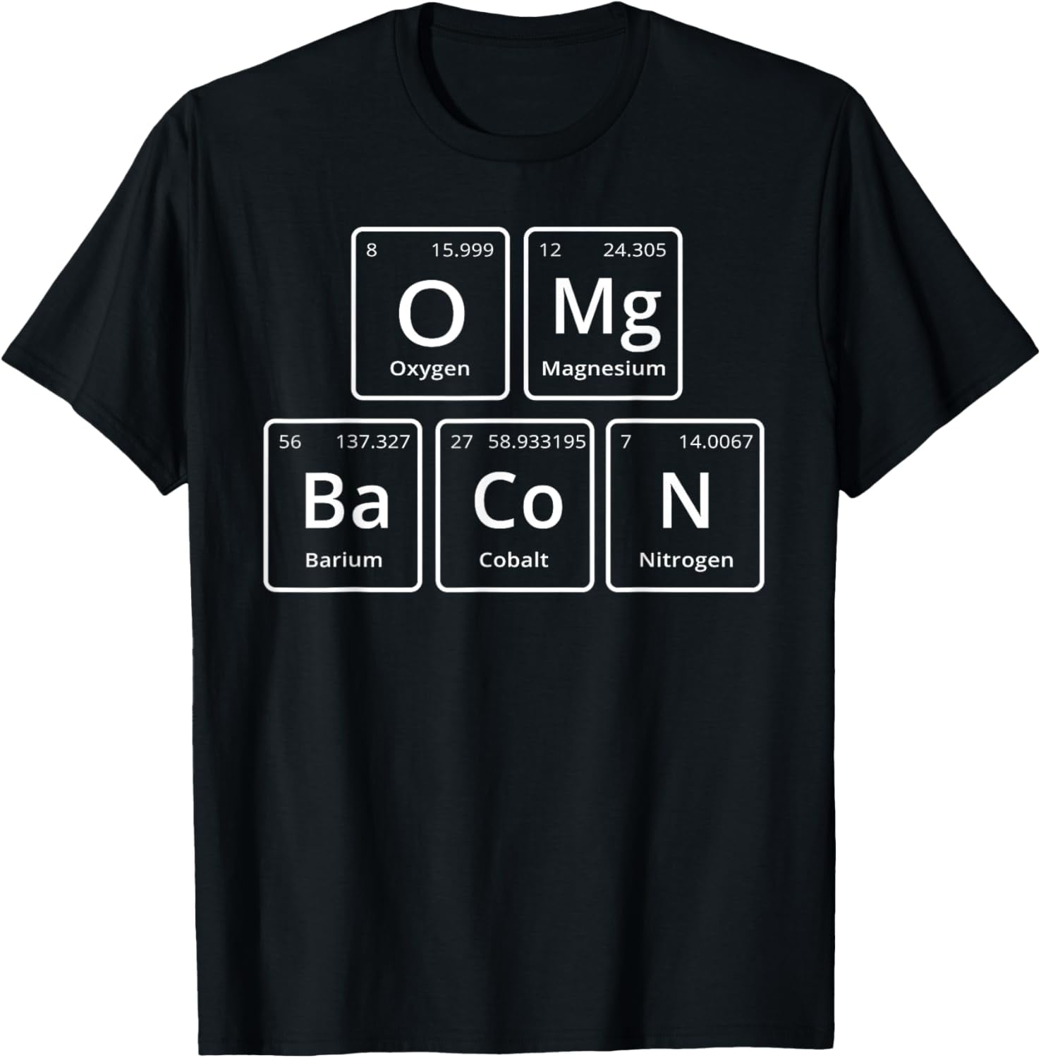 Cool Bacon Periodic Table Gift Kids Funny OMG Bacon Elements T-Shirt ...