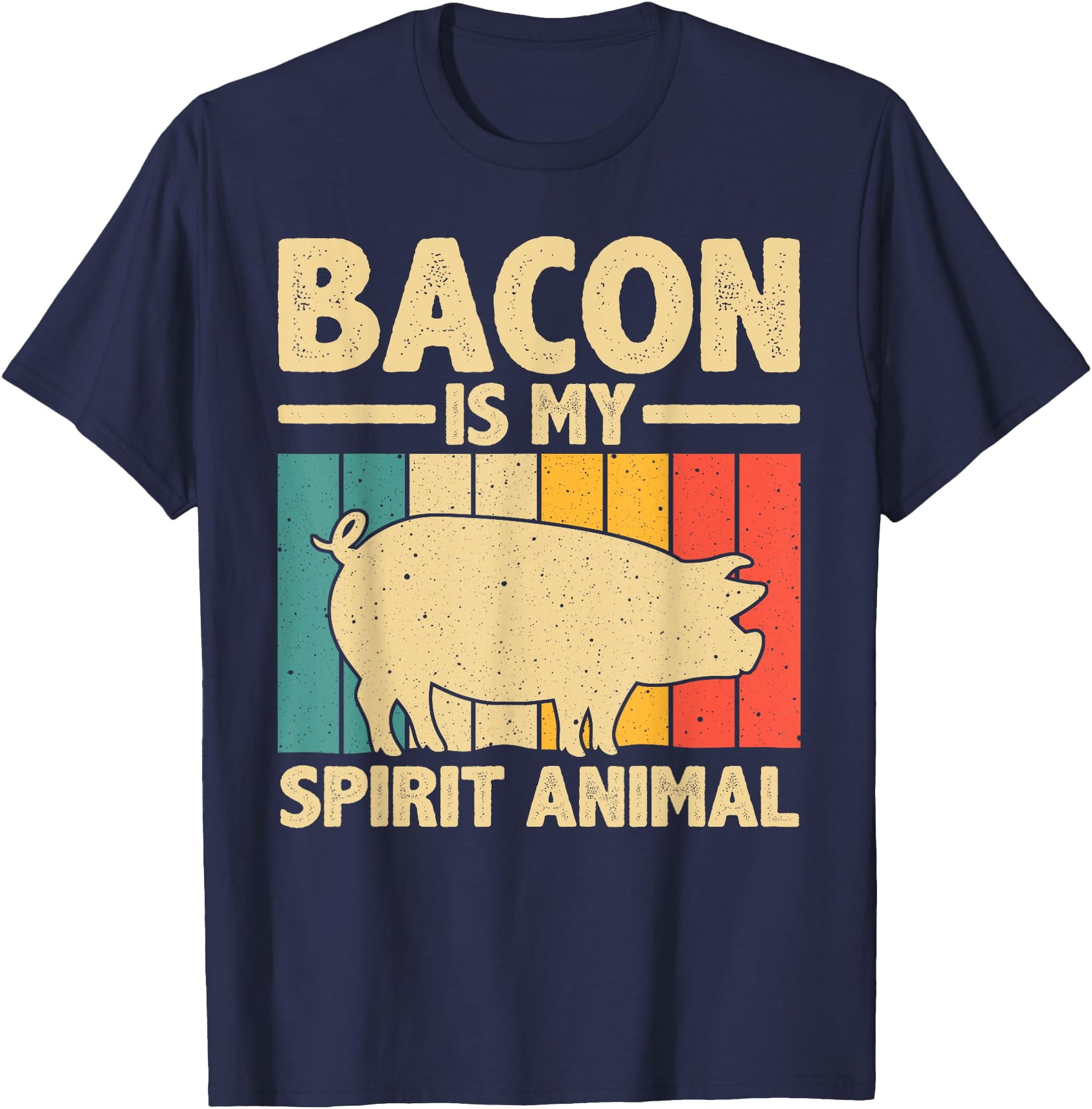 Cool Bacon Pig Pork Lover Softstyle Unisex T-Shirt,Navy Color,Size YS ...