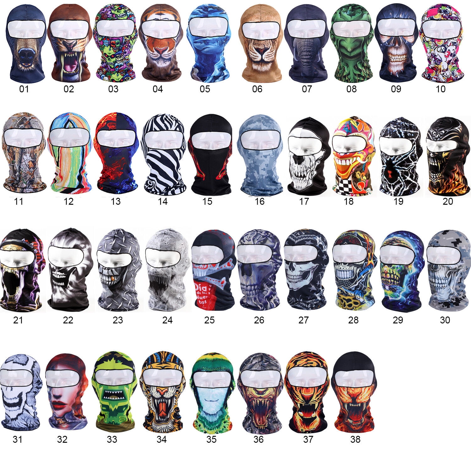 Cool Balaclava Full Face Mask 3D Animal Printed Halloween Cycling ...