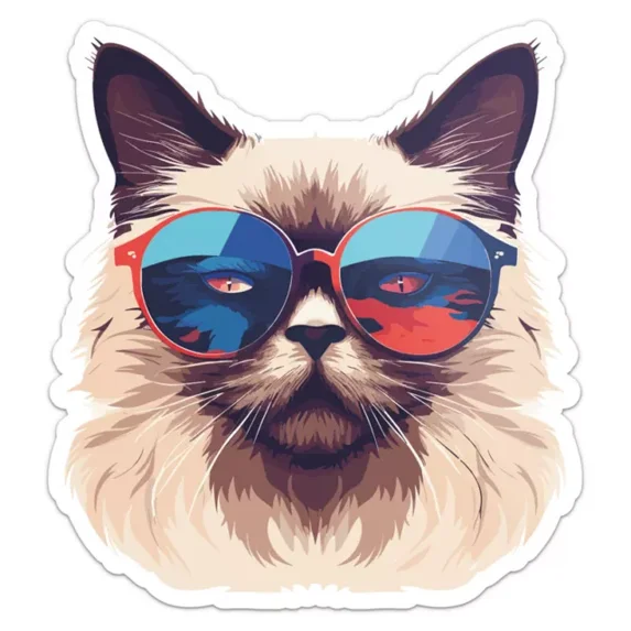 Cool Balinese Cat Sticker Phone Decal Water Bottle Stickers Car Decals ...