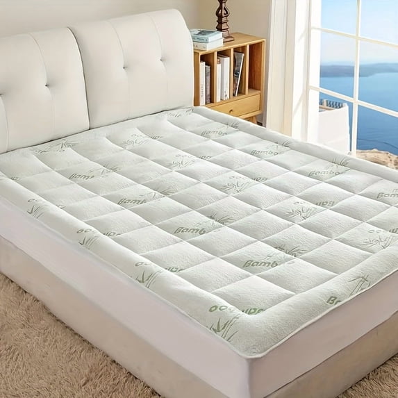 Cool Bamboo Super Thick Mattress Topper - 8-10cm Height, 8-21" Deep ...