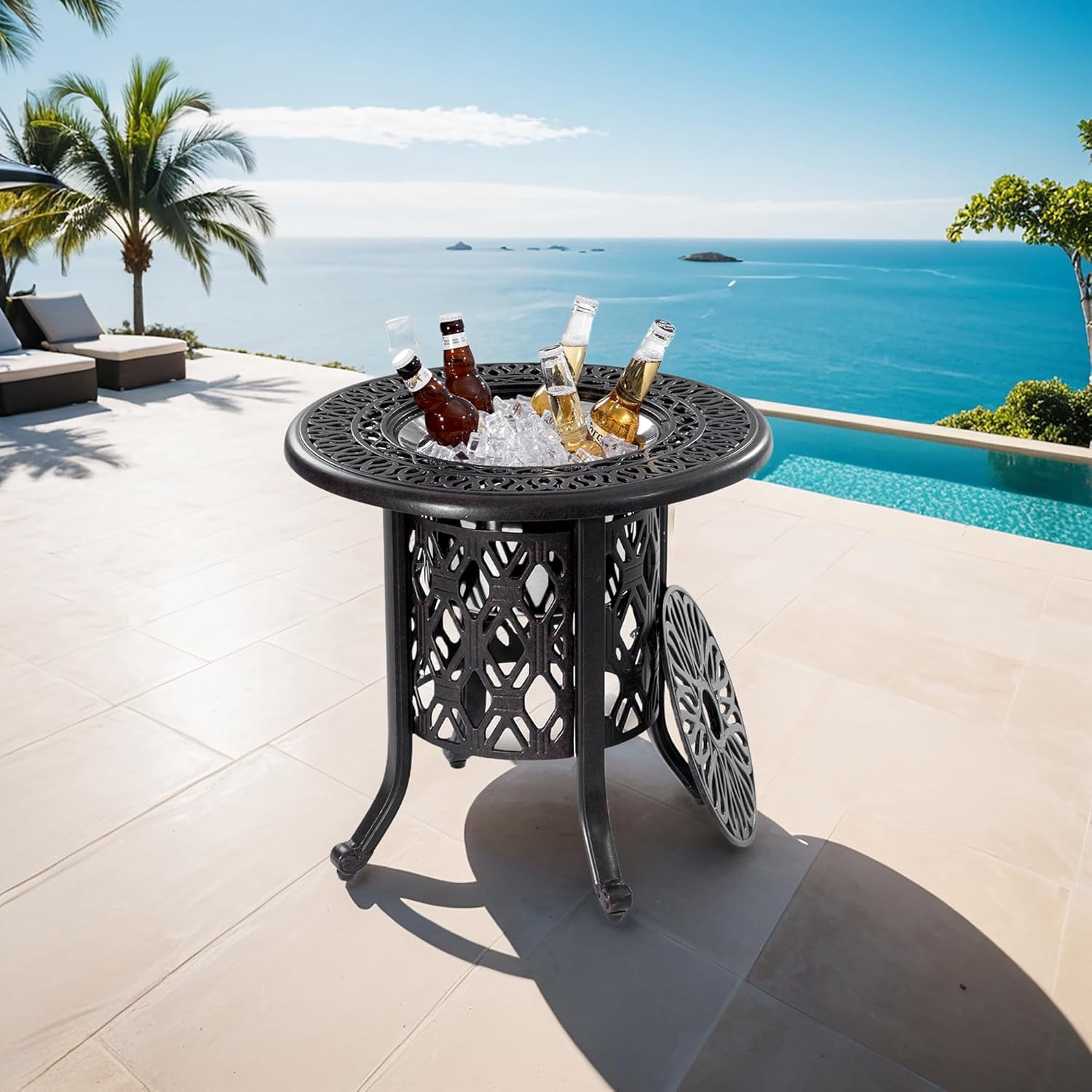 Cool Bar Outdoor Patio Furniture - 21" Ice Bucket Side Table with ...