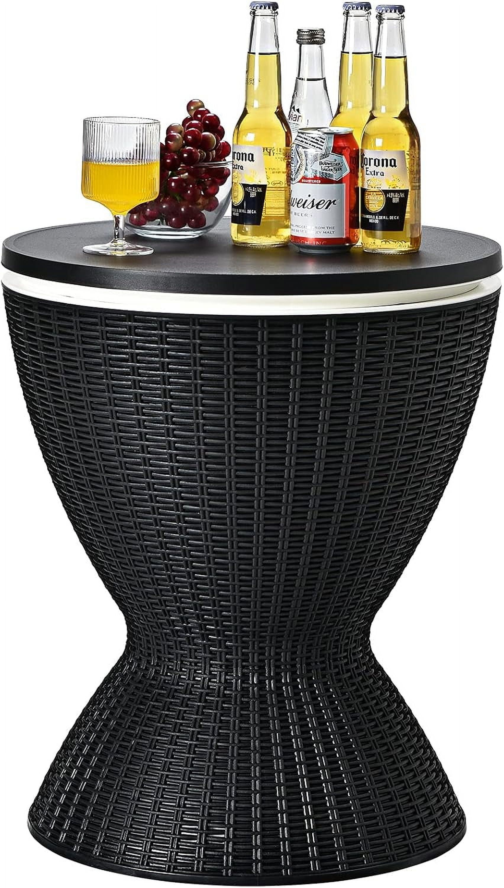 Cool Bar Table, 8 Gallon Rattan Patio Bar Cooler Table with Ice Bucket ...