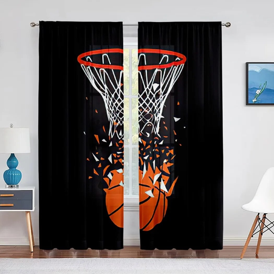 Cool Basketball Curtain Dynamic Spin Basketball Polyester Pongee Fabric ...