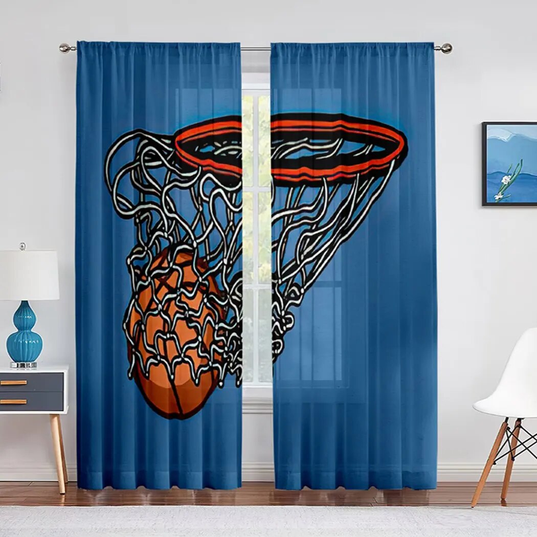 Cool Basketball Curtain Dynamic Spin Basketball Polyester Pongee Fabric ...
