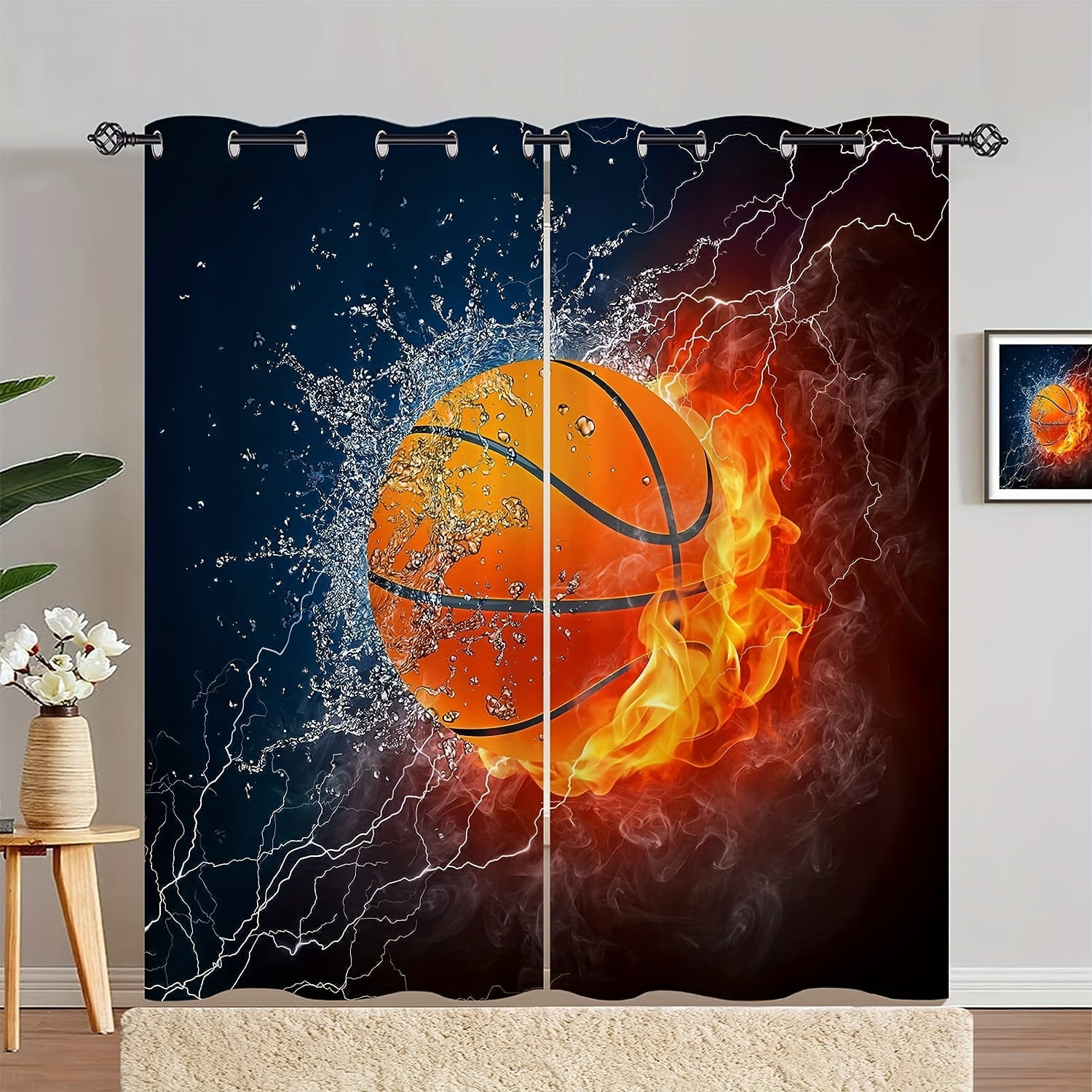 Cool Basketball Rugby Football Spaorts Boy Kid's Window Curtains Blinds ...