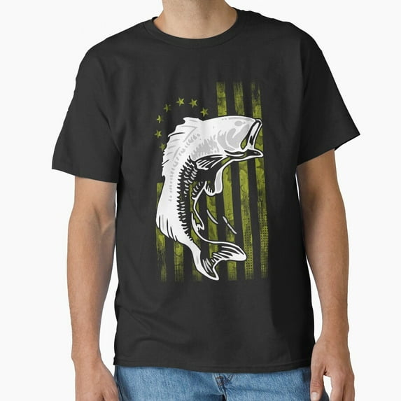 Cool Bass Fishing Betsy Ross Early American Flag Fisherman T-Shirt, for ...