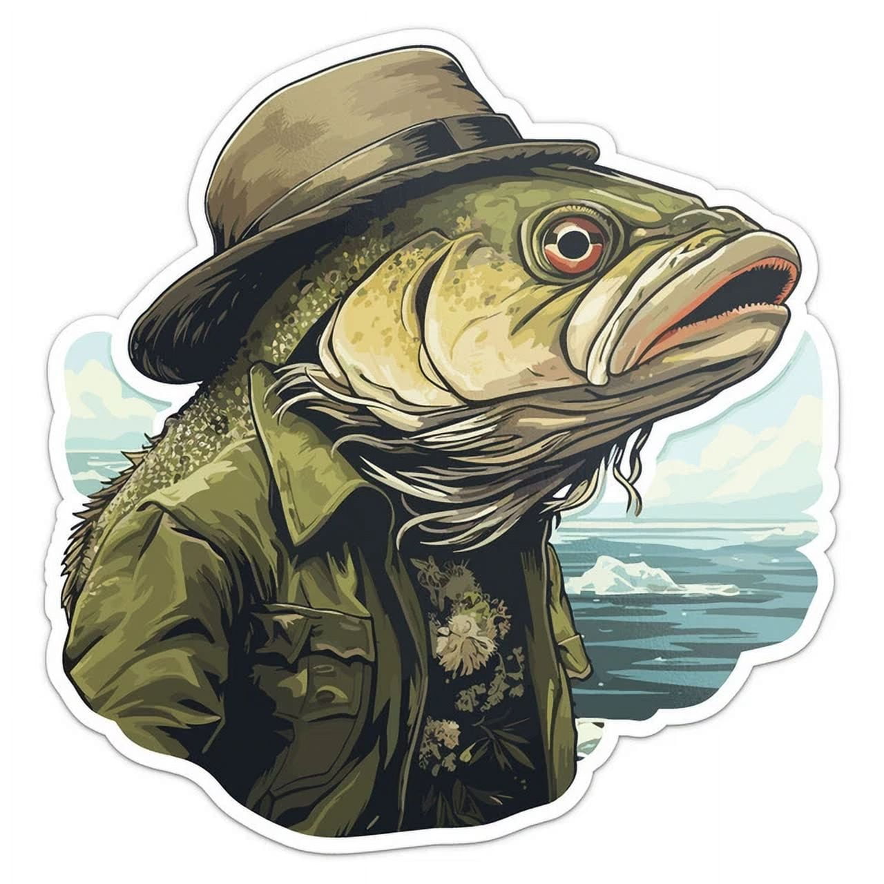 Cool Bass Mullet Fish Fishing Sticker Phone Decal Water Bottle Stickers ...