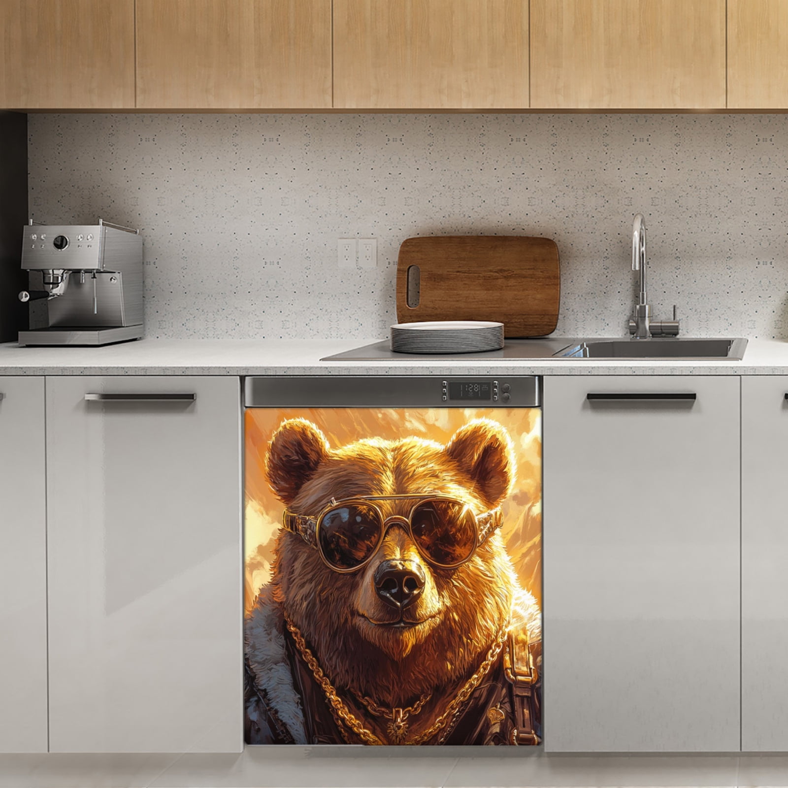 Cool Bear in Goggles Dishwasher Magnet Cover Decorative Sticker for ...